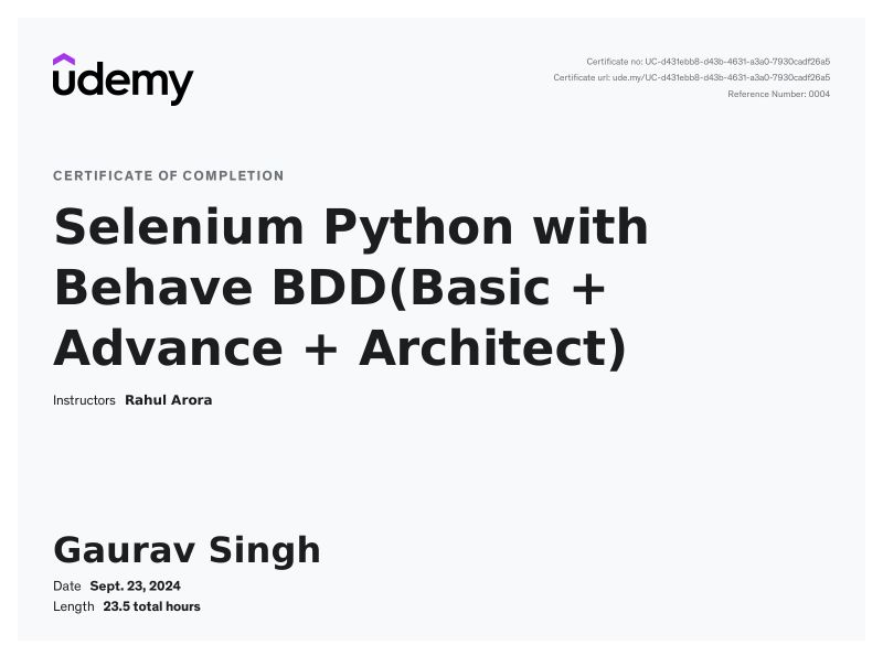 Gaurav Singh on LinkedIn: #learningneverstops #selenium #python #bdd # ... Gaurav Singh on LinkedIn: #learningneverstops #selenium #python #bdd # ...