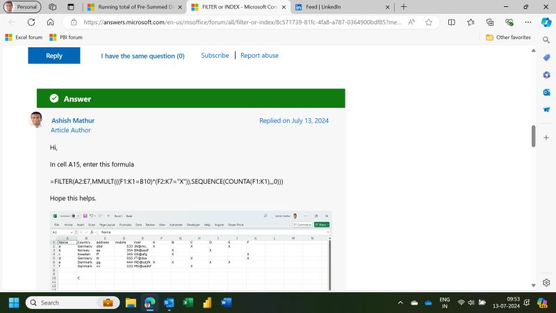 Ashish Mathur on LinkedIn: In MS Excel, fetch multiple rows of data ... Ashish Mathur on LinkedIn: In MS Excel, fetch multiple rows of data ...