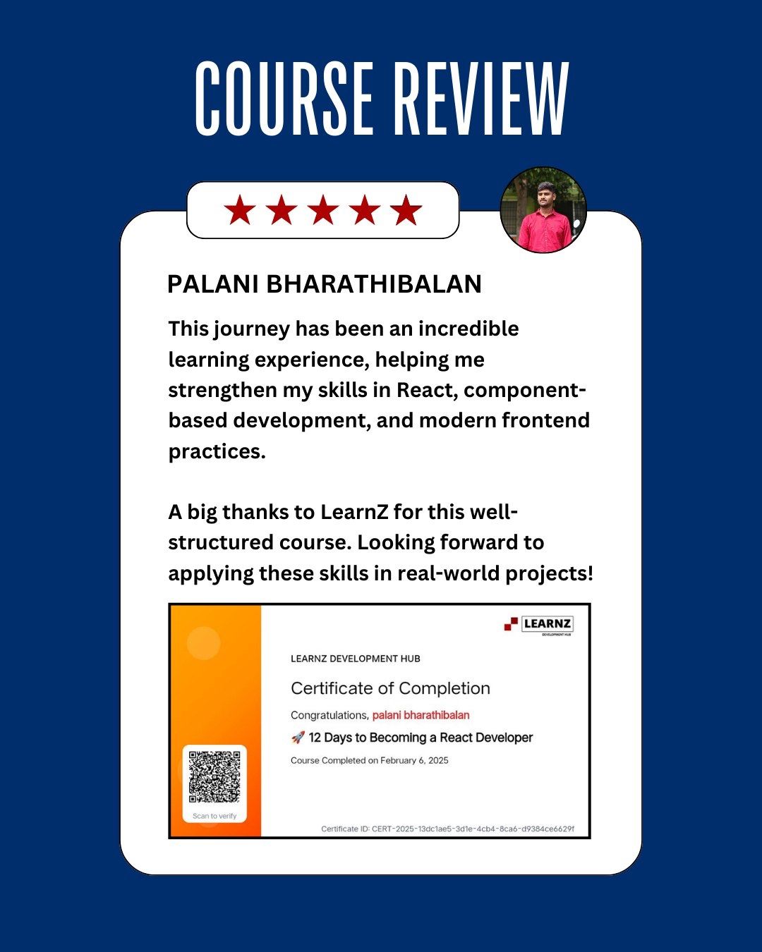 Learnz Development Hub on LinkedIn: #reactjs #studentreview # ... Learnz Development Hub on LinkedIn: #reactjs #studentreview # ...
