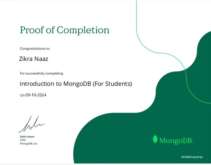 Zikra Naaz on LinkedIn: #career #mongodb #database #skills Zikra Naaz on LinkedIn: #career #mongodb #database #skills