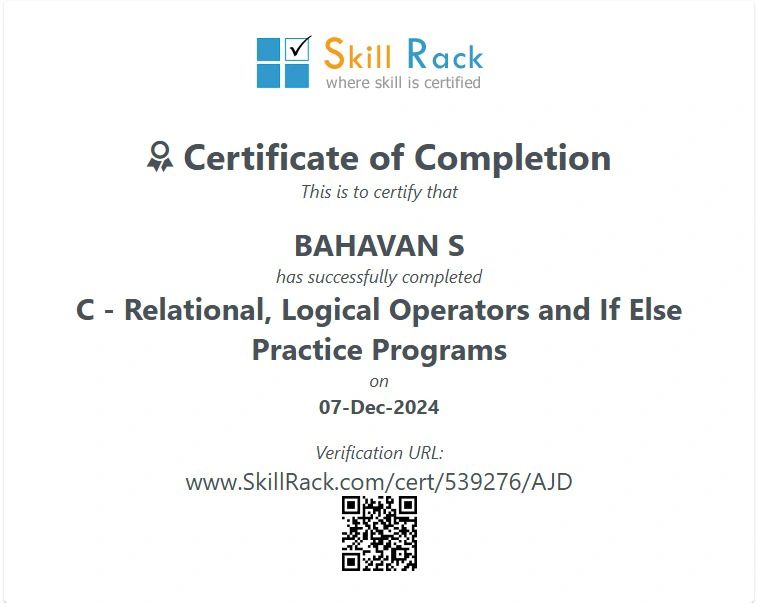 Bahavan Sakthivel on LinkedIn: #programming #cprogramming #skillrack # ... Bahavan Sakthivel on LinkedIn: #programming #cprogramming #skillrack # ...