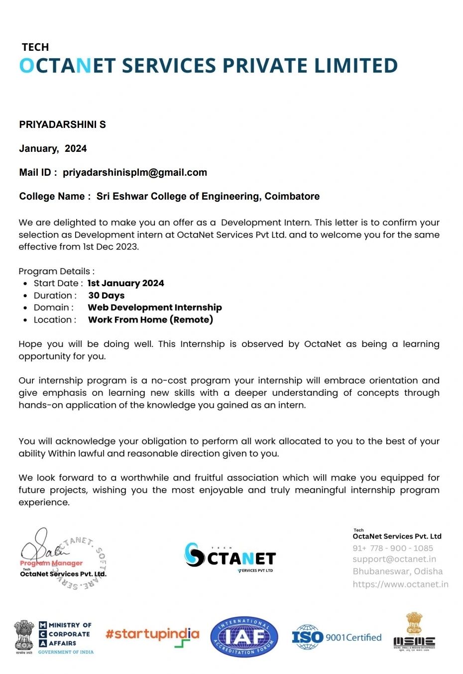 Priyadarshini Subramanian on LinkedIn: #octanetinternship Priyadarshini Subramanian on LinkedIn: #octanetinternship