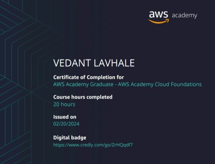 #awscertified #cloudcomputing #techinnovation | Vedant Lavhale #awscertified #cloudcomputing #techinnovation | Vedant Lavhale