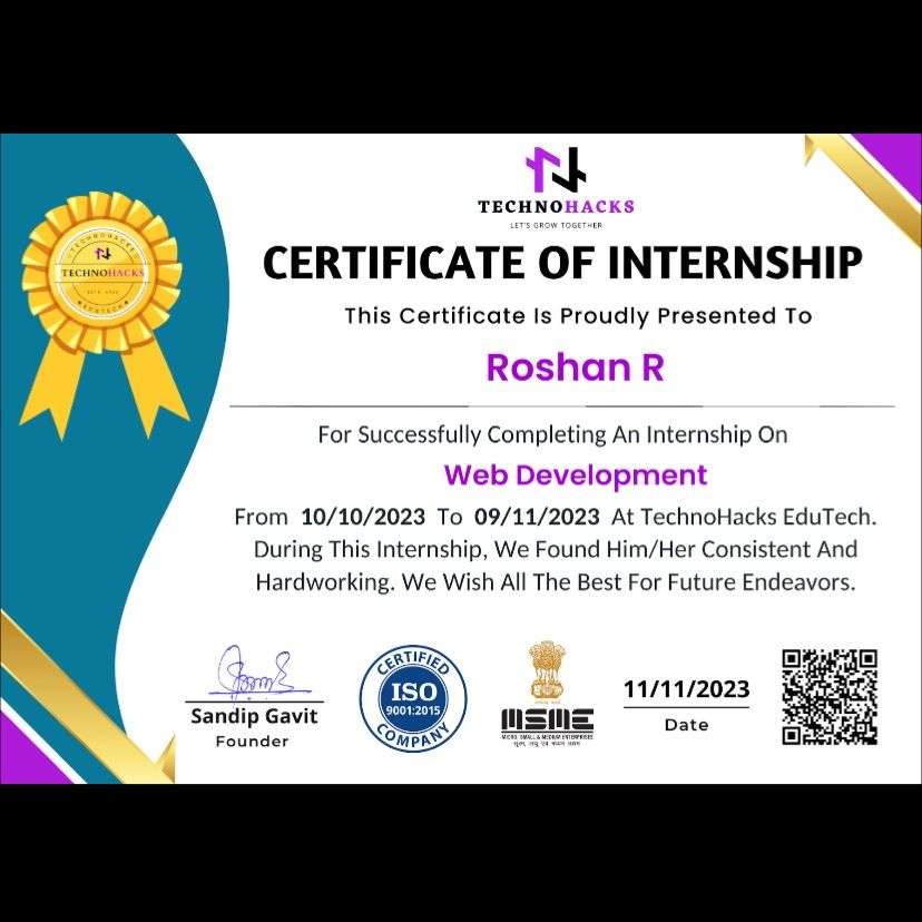 Roshan R on LinkedIn: #webdevelopment #internship #developer #csc #html ... Roshan R on LinkedIn: #webdevelopment #internship #developer #csc #html ...