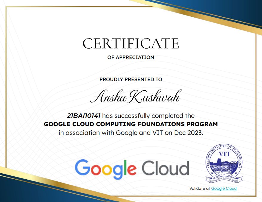 Anshu Kushwah on LinkedIn: #googlecloud #cloudcomputing #techachievement Anshu Kushwah on LinkedIn: #googlecloud #cloudcomputing #techachievement