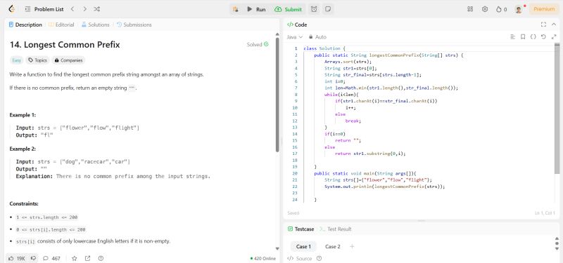LeetCode | Longest Common Prefix 🔹 Problem Level: Easy 🔹 Language ... LeetCode | Longest Common Prefix 🔹 Problem Level: Easy 🔹 Language ...