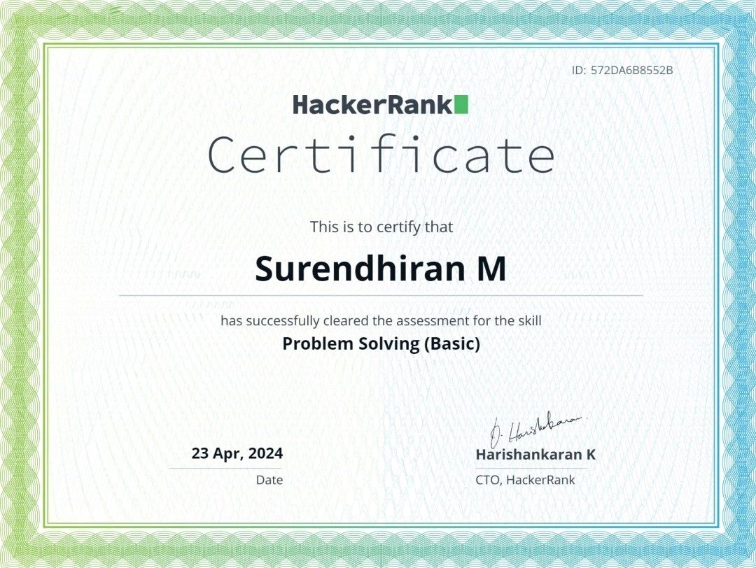 Surendhiran M on LinkedIn: #hackerrank #problemsolving #alwayslearning ... Surendhiran M on LinkedIn: #hackerrank #problemsolving #alwayslearning ...