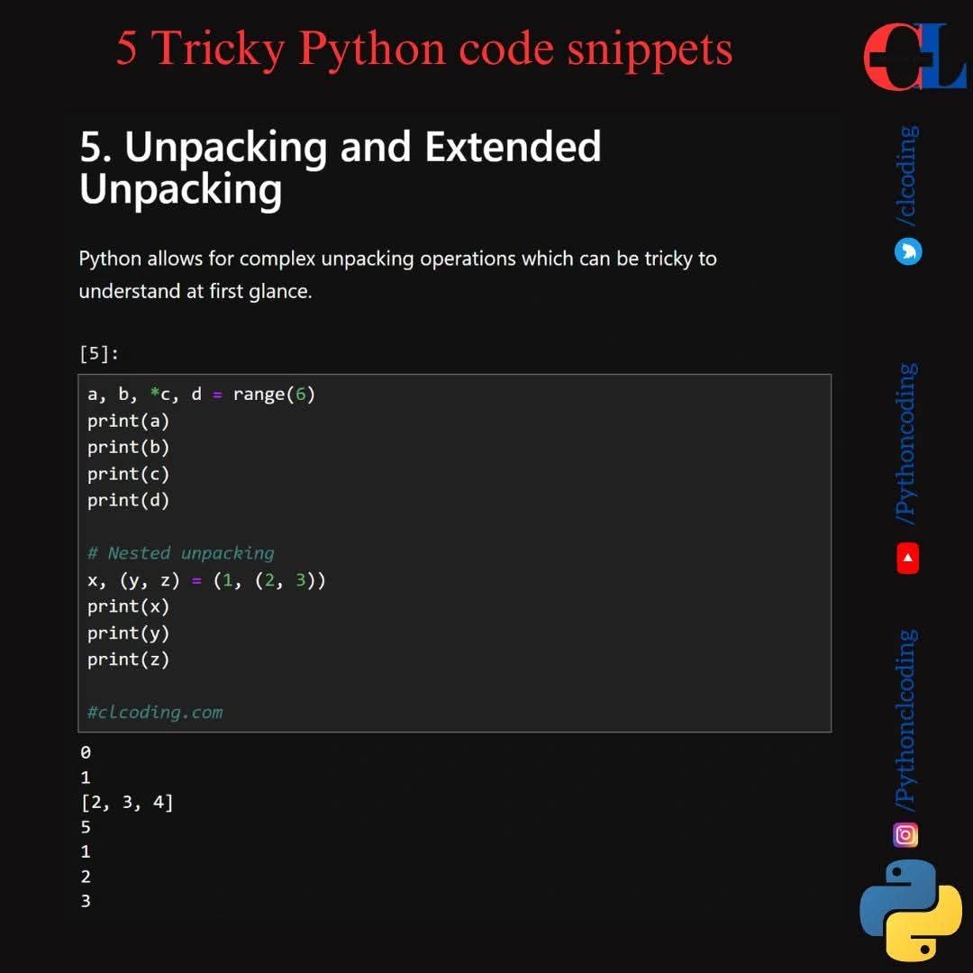 5 Tricky python code snippets | Fayyaz Ahmed1 5 Tricky python code snippets | Fayyaz Ahmed1