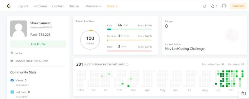 My achievement of solving 100 problems of leetcode | Sameer Shaik ... My achievement of solving 100 problems of leetcode | Sameer Shaik ...