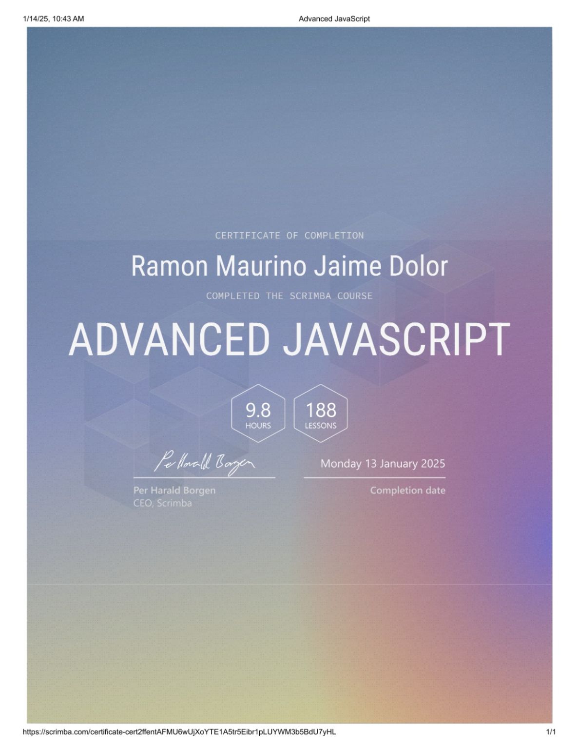 I'm happy to have completed the Advanced JavaScript course in Scrimba ... I'm happy to have completed the Advanced JavaScript course in Scrimba ...