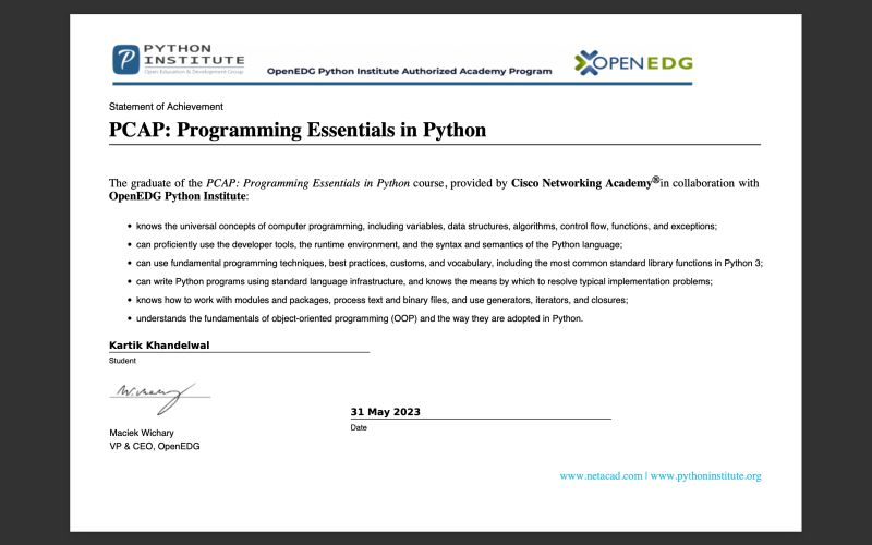 Learn Python with PCAP: Programming Essentials | KARTIK KHANDELWAL ... Learn Python with PCAP: Programming Essentials | KARTIK KHANDELWAL ...