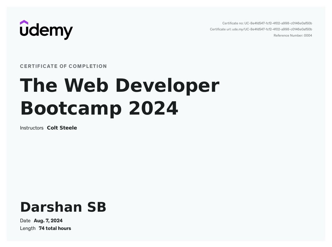 Darshan S B on LinkedIn: #webdevelopment #coding #learning #udemy Darshan S B on LinkedIn: #webdevelopment #coding #learning #udemy