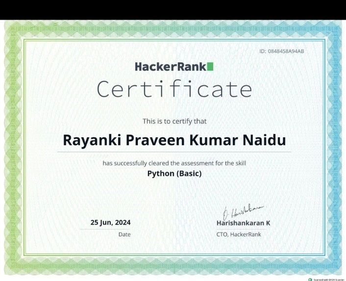 Praveen Kumar Naidu Rayanki on LinkedIn: #python #problemsolving # ... Praveen Kumar Naidu Rayanki on LinkedIn: #python #problemsolving # ...