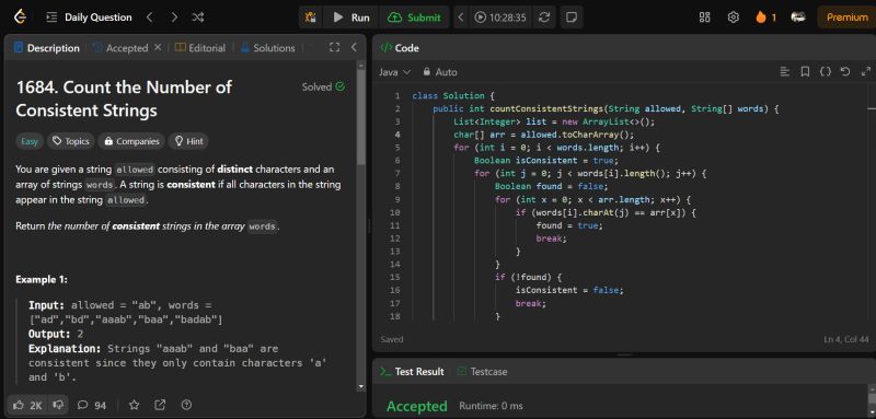 Day 9 of LeetCode challenge: Count the Consistent Strings | Devesh ... Day 9 of LeetCode challenge: Count the Consistent Strings | Devesh ...