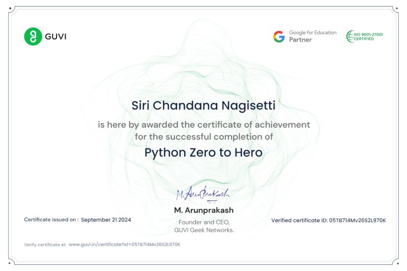 siri chandana nagisetti on LinkedIn: #guvi #python #sawit siri chandana nagisetti on LinkedIn: #guvi #python #sawit