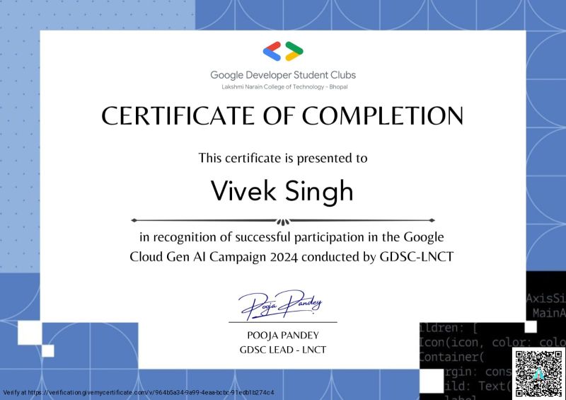 Vivek Singh on LinkedIn: #googlecloud #genai #gdsc Vivek Singh on LinkedIn: #googlecloud #genai #gdsc