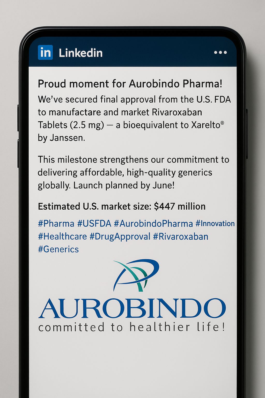 Aurobindo Pharma gets FDA approval for Rivaroxaban Tablets | Akash Nath ... Aurobindo Pharma gets FDA approval for Rivaroxaban Tablets | Akash Nath ...
