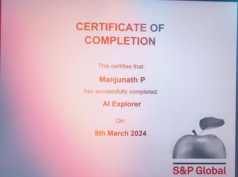 Manjunath P on LinkedIn: Happy to share this - AI Explorer Manjunath P on LinkedIn: Happy to share this - AI Explorer
