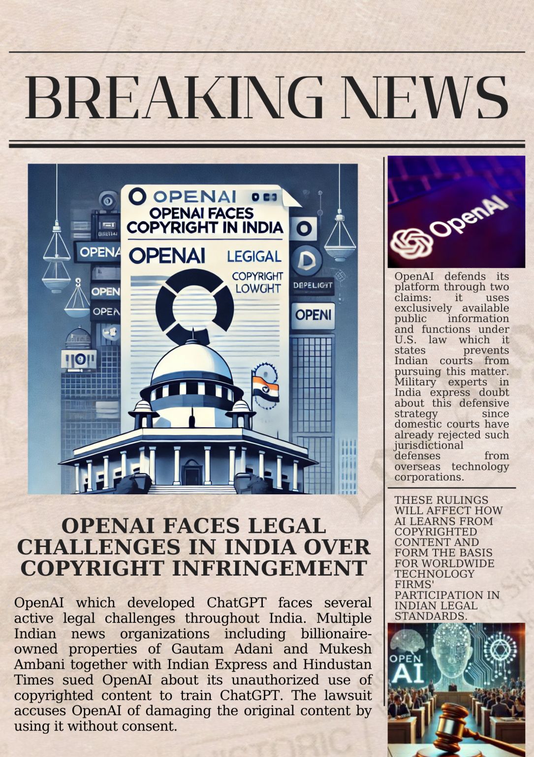 OpenAI Faces Legal Challenges in India Over Copyright Indian media ... OpenAI Faces Legal Challenges in India Over Copyright Indian media ...