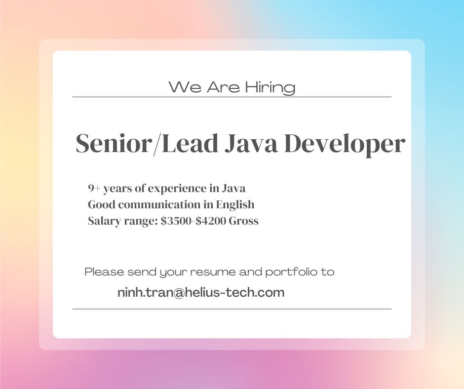 Ninh Tran on LinkedIn: #java_lead #seniorjava #hcmc Ninh Tran on LinkedIn: #java_lead #seniorjava #hcmc