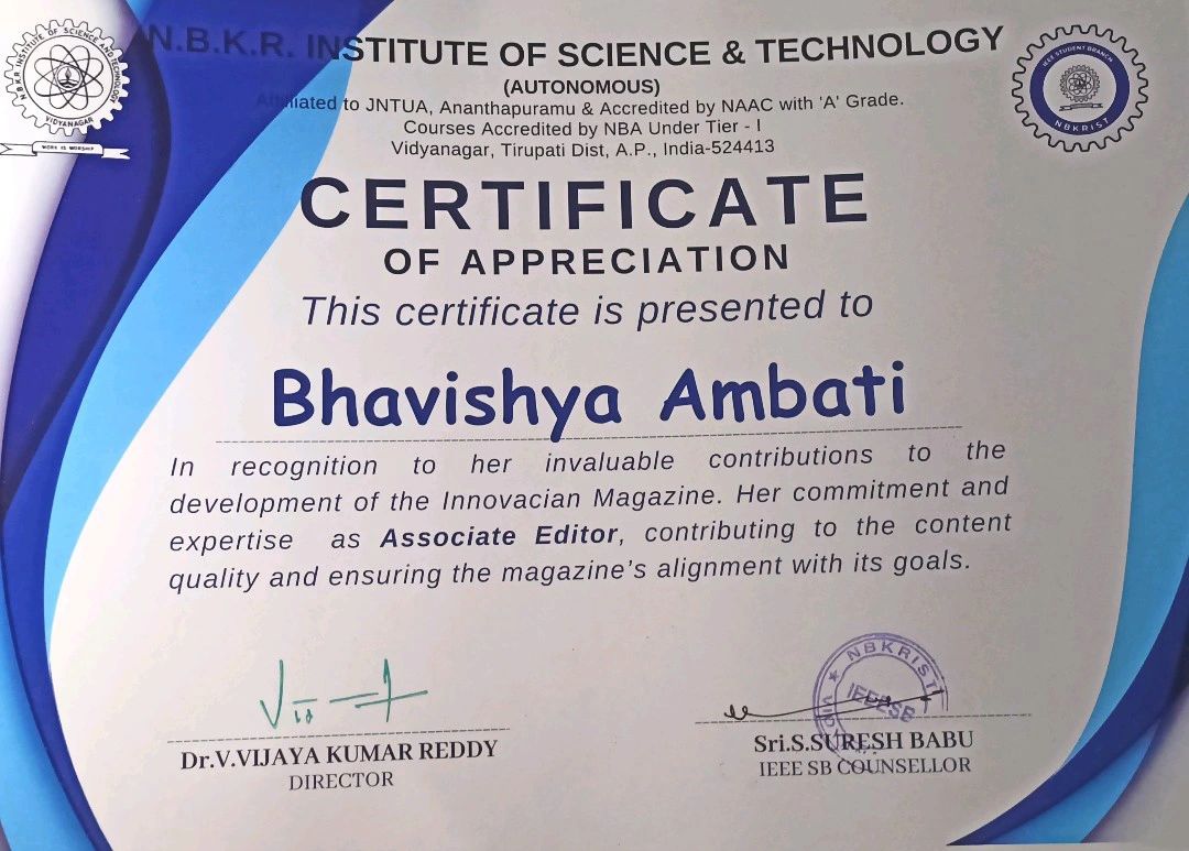 Bhavishya Ambati on LinkedIn: #ieeesbnbkrist #nbkrist #magazine # ... Bhavishya Ambati on LinkedIn: #ieeesbnbkrist #nbkrist #magazine # ...