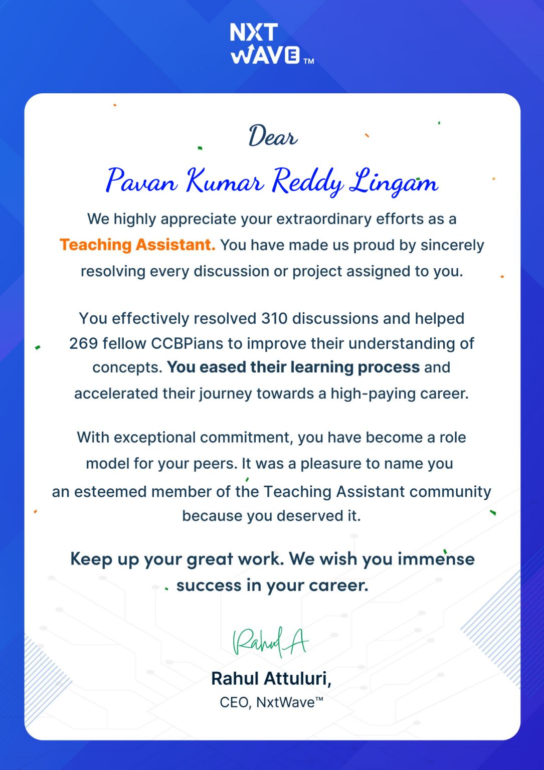 Pavan Kumar Reddy Lingam on LinkedIn: #thankful #nxtwave #ccbpian # ... Pavan Kumar Reddy Lingam on LinkedIn: #thankful #nxtwave #ccbpian # ...