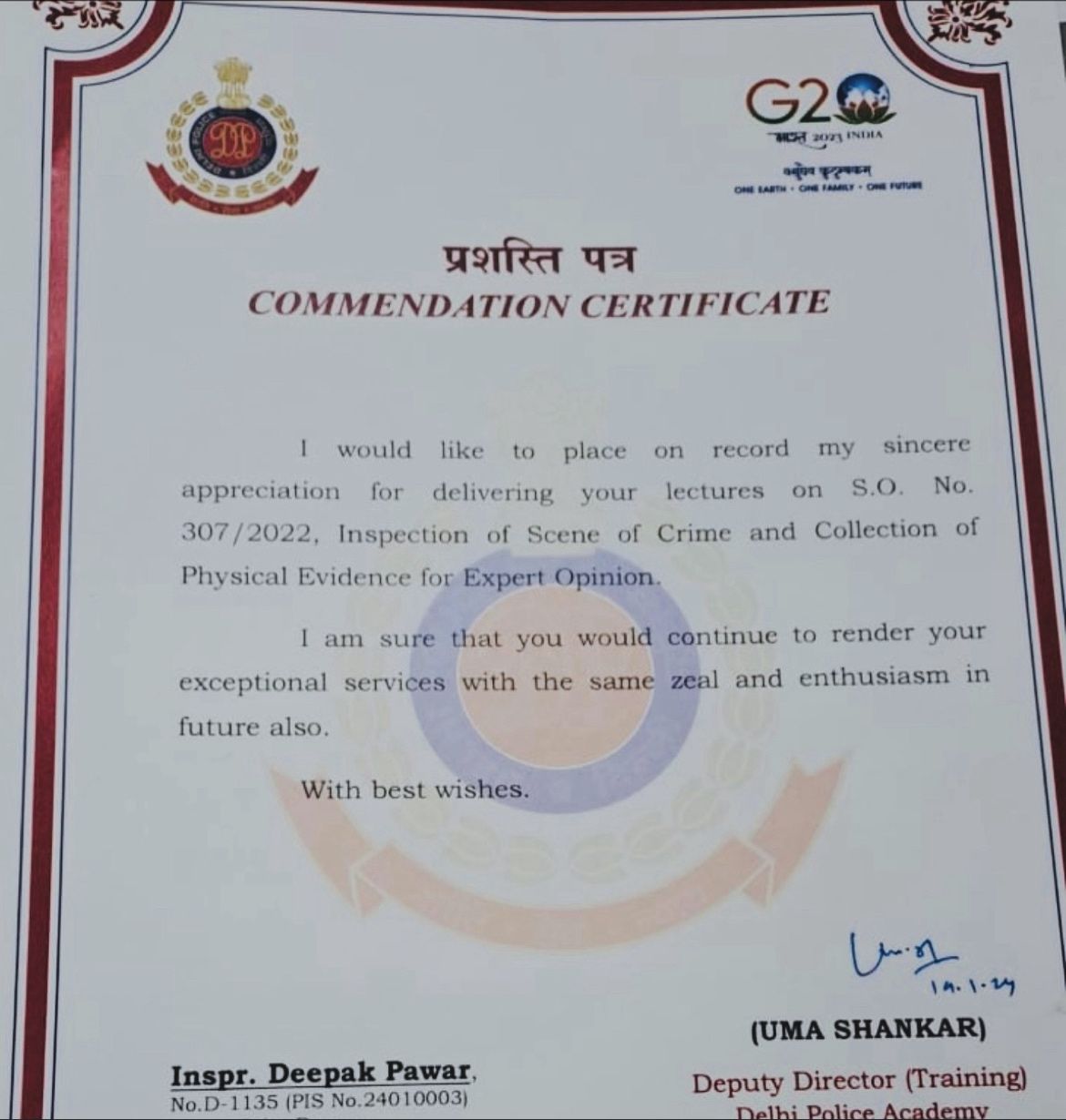 DEEPAK PAWAR on LinkedIn: Delighted to share commendation certificate ... DEEPAK PAWAR on LinkedIn: Delighted to share commendation certificate ...