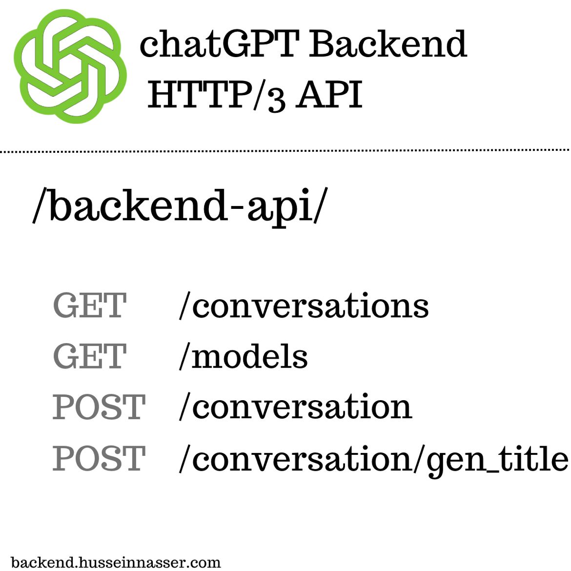 Hussein Nasser on LinkedIn: ChatGPT HTTP/3 Backend API I made a video ... Hussein Nasser on LinkedIn: ChatGPT HTTP/3 Backend API I made a video ...
