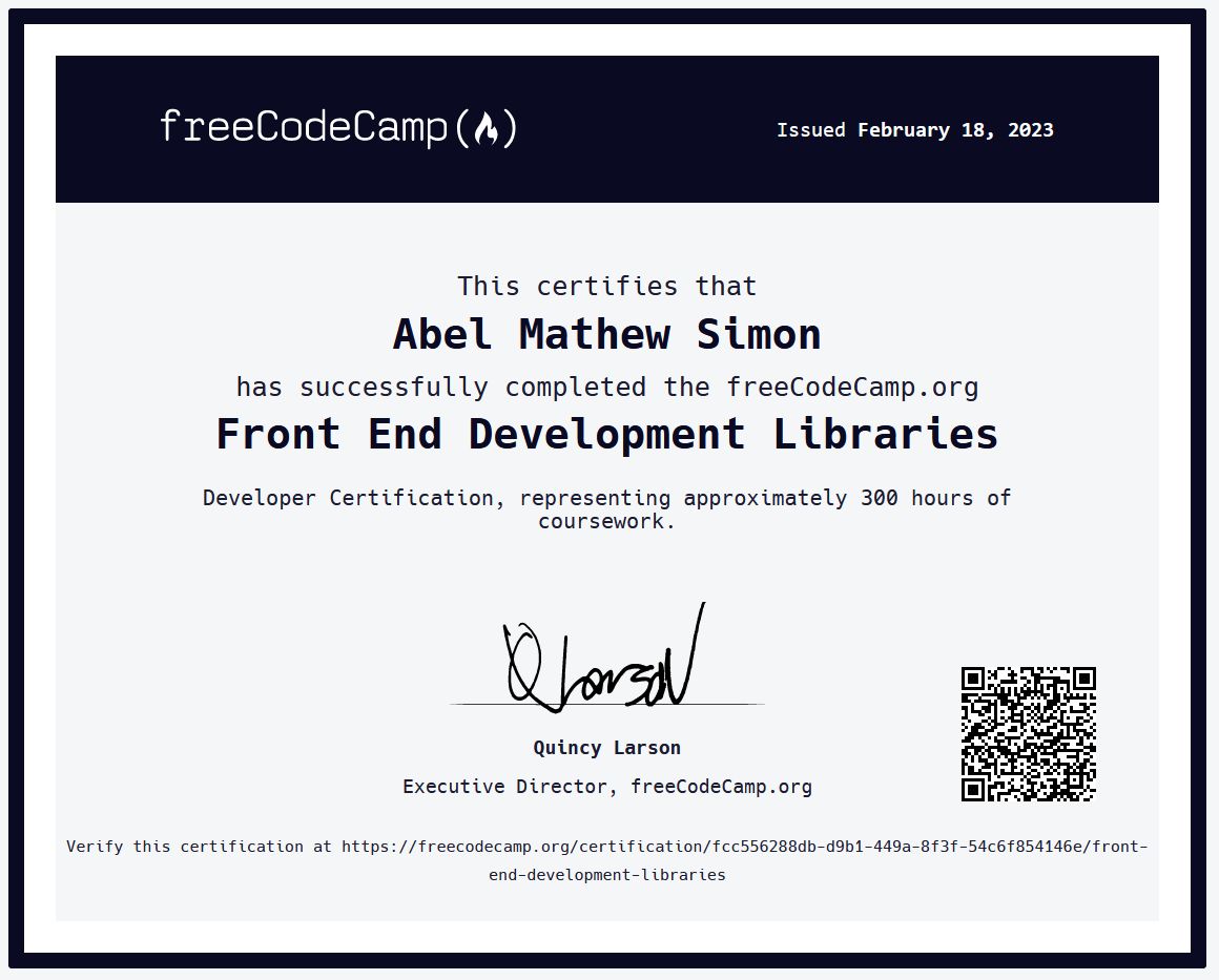 Abel Mathew Simon on LinkedIn: #freecodecamp #frontenddeveloper # ... Abel Mathew Simon on LinkedIn: #freecodecamp #frontenddeveloper # ...