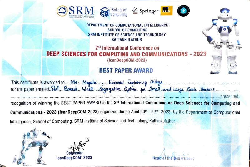 Megala Prakash on LinkedIn: #iot #wastesegregation #bestpaperaward #srm Megala Prakash on LinkedIn: #iot #wastesegregation #bestpaperaward #srm