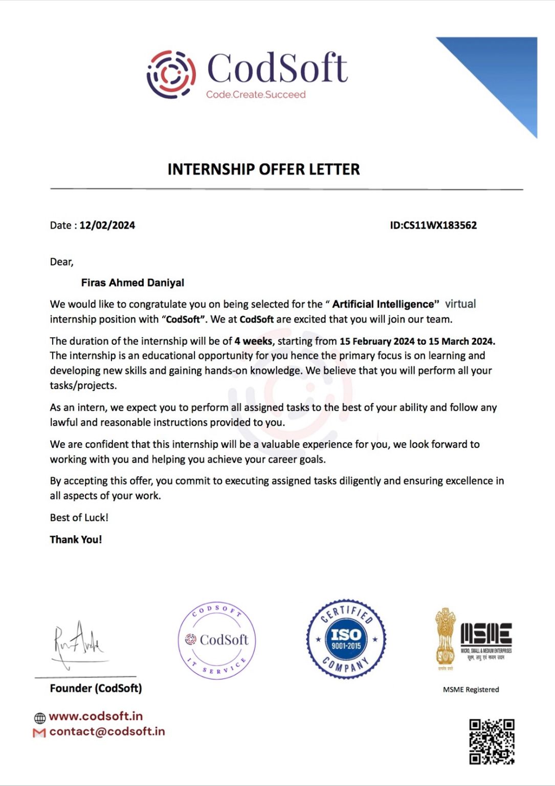 Firas Ahmed Daniyal on LinkedIn: #codsoftinternship #codsoft Firas Ahmed Daniyal on LinkedIn: #codsoftinternship #codsoft