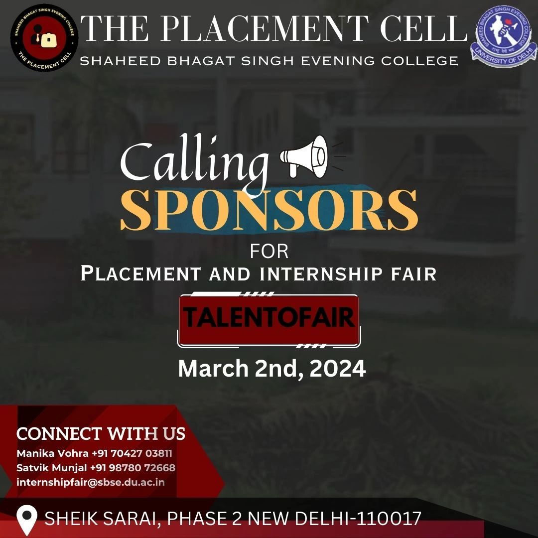 The Placement Cell, Shaheed Bhagat Singh Evening College, University of ... The Placement Cell, Shaheed Bhagat Singh Evening College, University of ...