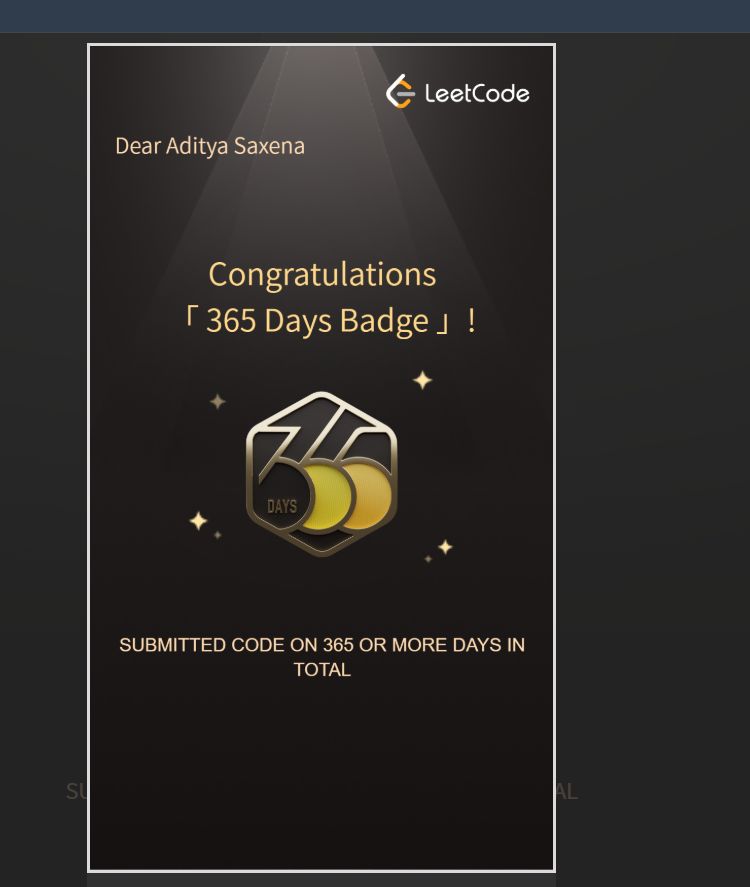 #leetcode #365daysofcode #consistency #dsa #codingjourney | Aditya Saxena #leetcode #365daysofcode #consistency #dsa #codingjourney | Aditya Saxena