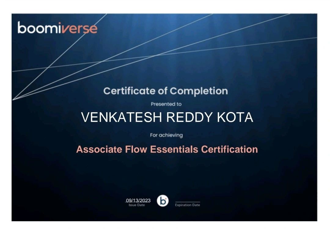 Venkatesh Reddy Kota on LinkedIn: #associate_flow_essentials #boomi ... Venkatesh Reddy Kota on LinkedIn: #associate_flow_essentials #boomi ...