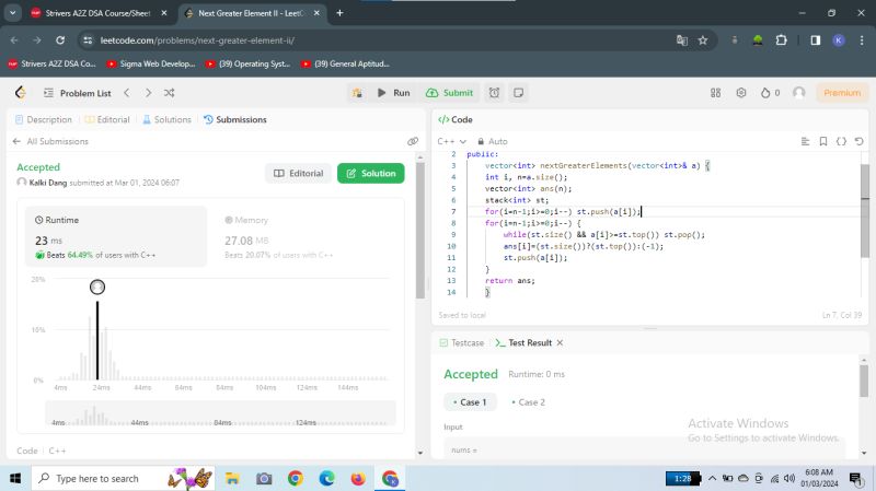 Kalki Dang on LinkedIn: Solved Next Greater Element II using Stack Data ... Kalki Dang on LinkedIn: Solved Next Greater Element II using Stack Data ...