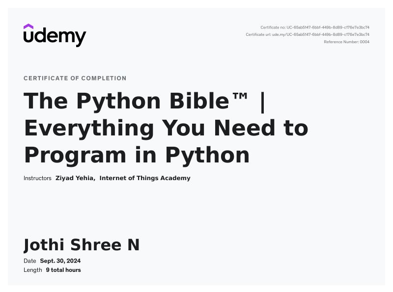 JOTHI SHREE N on LinkedIn: #python #programming #tech #learning #udemy ... JOTHI SHREE N on LinkedIn: #python #programming #tech #learning #udemy ...