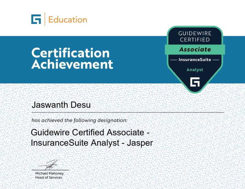 Jaswanth Desu on LinkedIn: #guidewirecertified #jasper | 11 comments Jaswanth Desu on LinkedIn: #guidewirecertified #jasper | 11 comments
