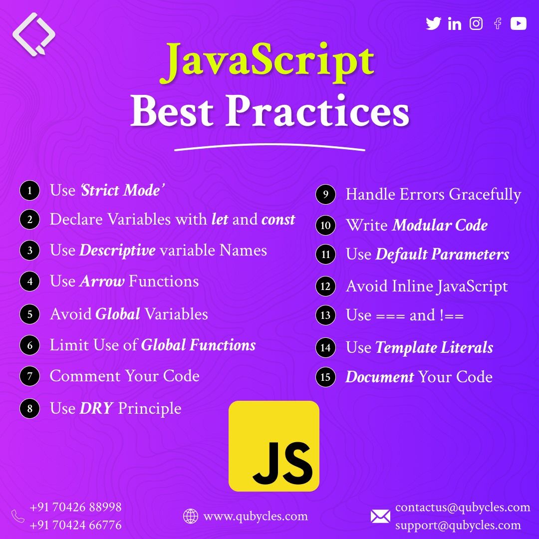 Qubycles on LinkedIn: #javascript #codingtips #bestpractices # ... Qubycles on LinkedIn: #javascript #codingtips #bestpractices # ...