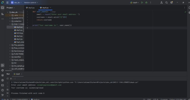 Extracting username from email with Python | Aiswarya Prasad posted on ... Extracting username from email with Python | Aiswarya Prasad posted on ...