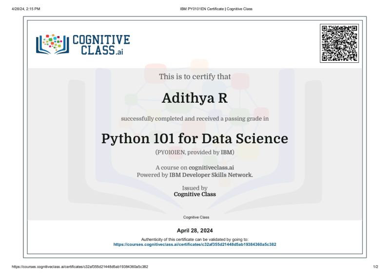 ADITHYA R on LinkedIn: #python #datascience #ibmdeveloperskills # ... ADITHYA R on LinkedIn: #python #datascience #ibmdeveloperskills # ...