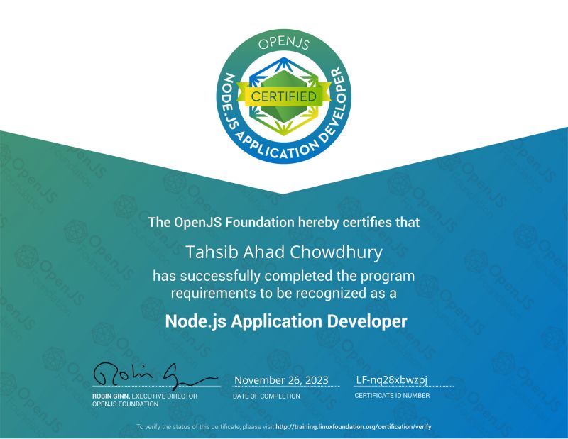 Tahsib Ahad Chowdhury on LinkedIn: #jsnad #nodejsdeveloper Tahsib Ahad Chowdhury on LinkedIn: #jsnad #nodejsdeveloper