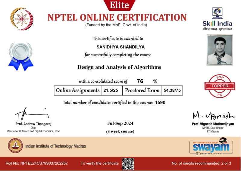 Sanidhya Shandilya on LinkedIn: #nptel #algorithms #continuouslearning ... Sanidhya Shandilya on LinkedIn: #nptel #algorithms #continuouslearning ...