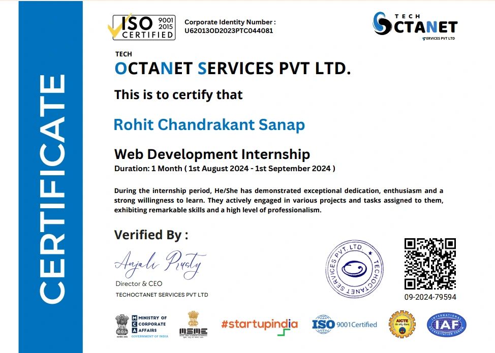 Rohit Sanap on LinkedIn: #webdevelopment #internship #octanet #learning ... Rohit Sanap on LinkedIn: #webdevelopment #internship #octanet #learning ...