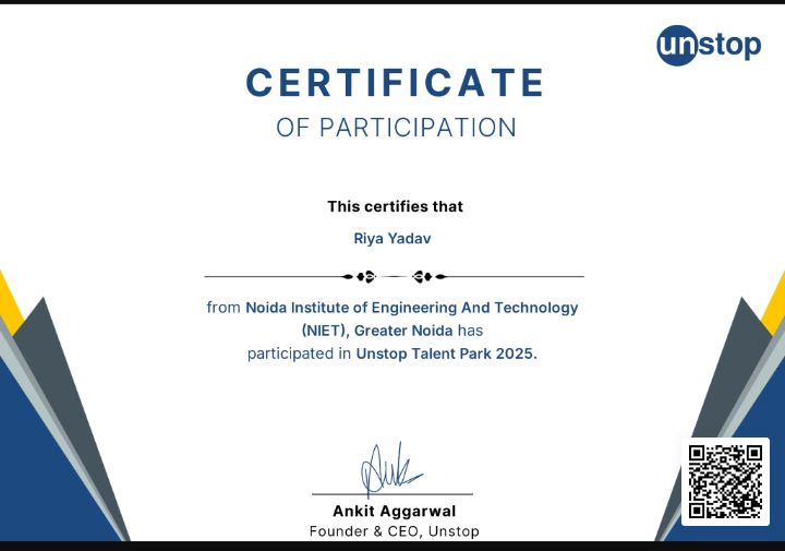 #unstoptalentpark #niet #learning #growth #networking | Riya Yadav #unstoptalentpark #niet #learning #growth #networking | Riya Yadav