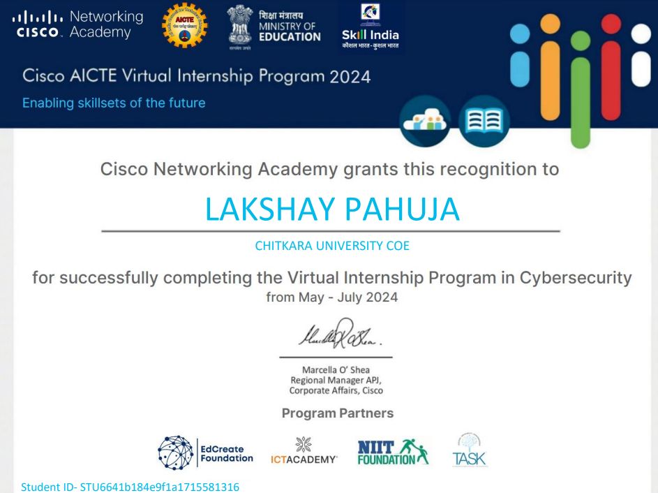 Lakshay Pahuja on LinkedIn: #ciscointernship #aicte #chitkarauniversity ... Lakshay Pahuja on LinkedIn: #ciscointernship #aicte #chitkarauniversity ...
