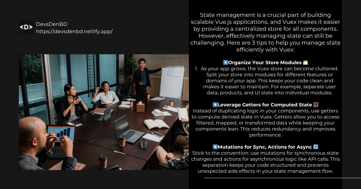 DevsDenBD on LinkedIn: #vuejs #vuex #statemanagement #webdevelopment # ... DevsDenBD on LinkedIn: #vuejs #vuex #statemanagement #webdevelopment # ...