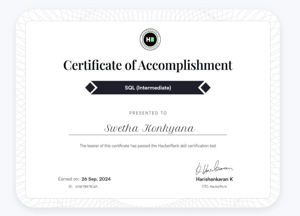 Swetha Konkyana on LinkedIn: #hackerrank #sql Swetha Konkyana on LinkedIn: #hackerrank #sql