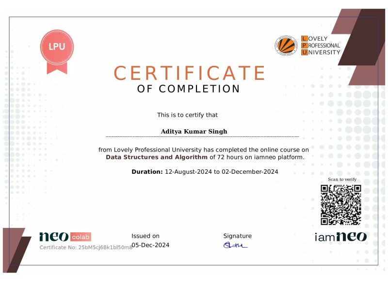 #datastructures #algorithms #achievement #learning #lpu… | Aditya Kumar ... #datastructures #algorithms #achievement #learning #lpu… | Aditya Kumar ...