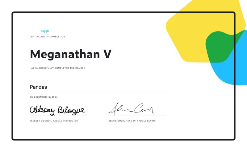 Meganathan V on LinkedIn: #datascience #pandas #kaggle #certificate Meganathan V on LinkedIn: #datascience #pandas #kaggle #certificate