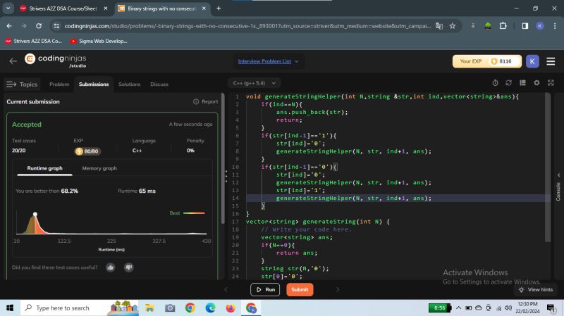 Kalki Dang on LinkedIn: Just Solved Binary Strings with no consecutive ... Kalki Dang on LinkedIn: Just Solved Binary Strings with no consecutive ...